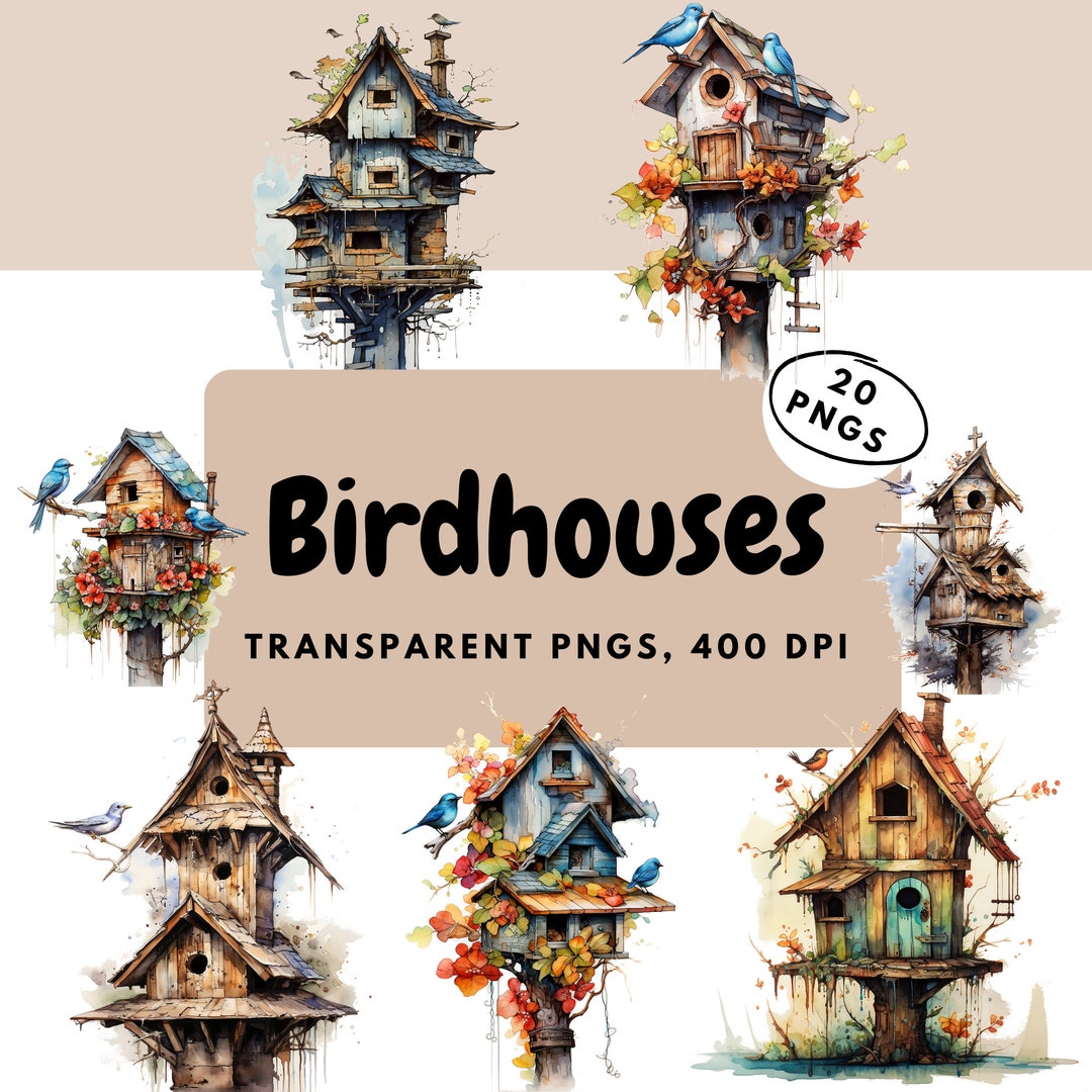 Birdhouse Clipart Watercolor Birdhouse Animal Clipart Bird Clipart ...