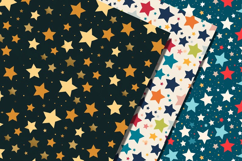 Colorful Stars Patterns 20 JPEG Seamless Patterns Digital Paper Digital ...