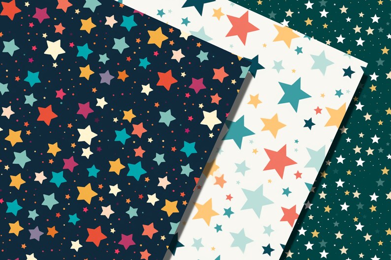 Colorful Stars Patterns 20 JPEG Seamless Patterns Digital Paper Digital ...