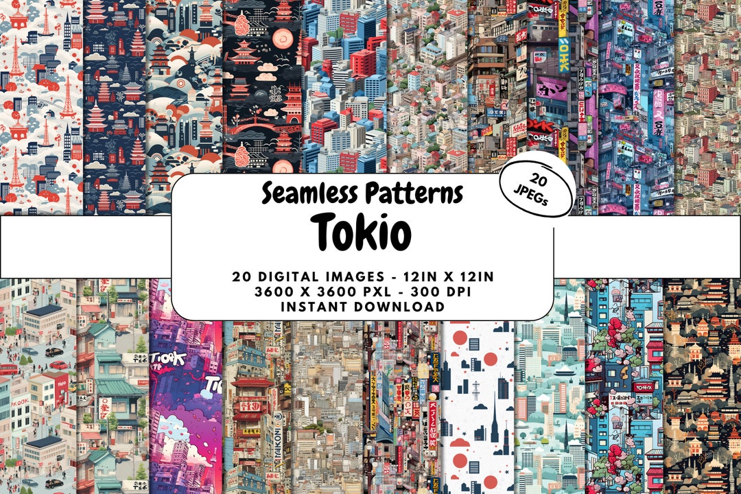 Tokyo Patterns 20 JPEG Seamless Patterns Digital Paper Digital Images ...