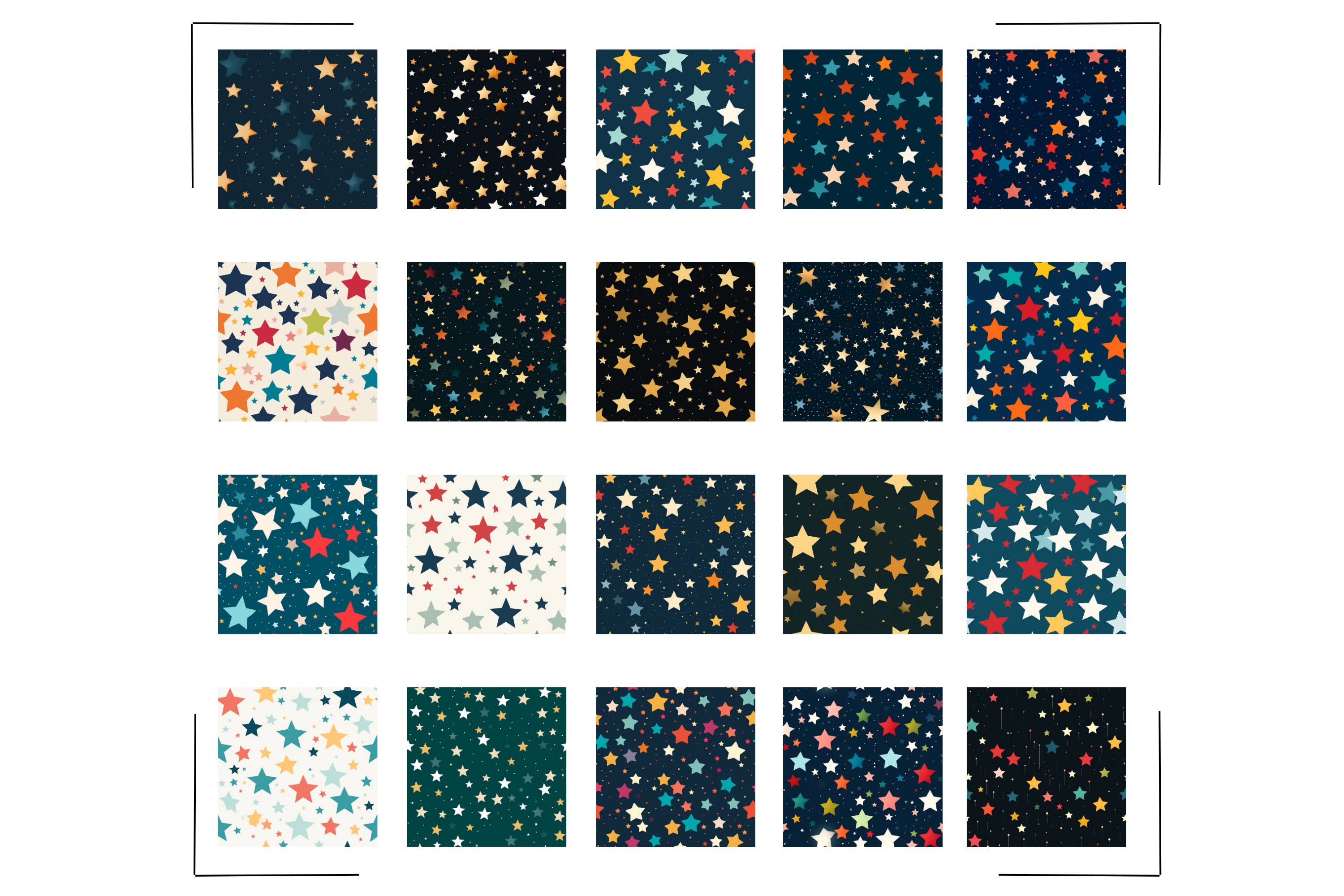 Colorful Stars Patterns 20 JPEG Seamless Patterns Digital Paper Digital ...