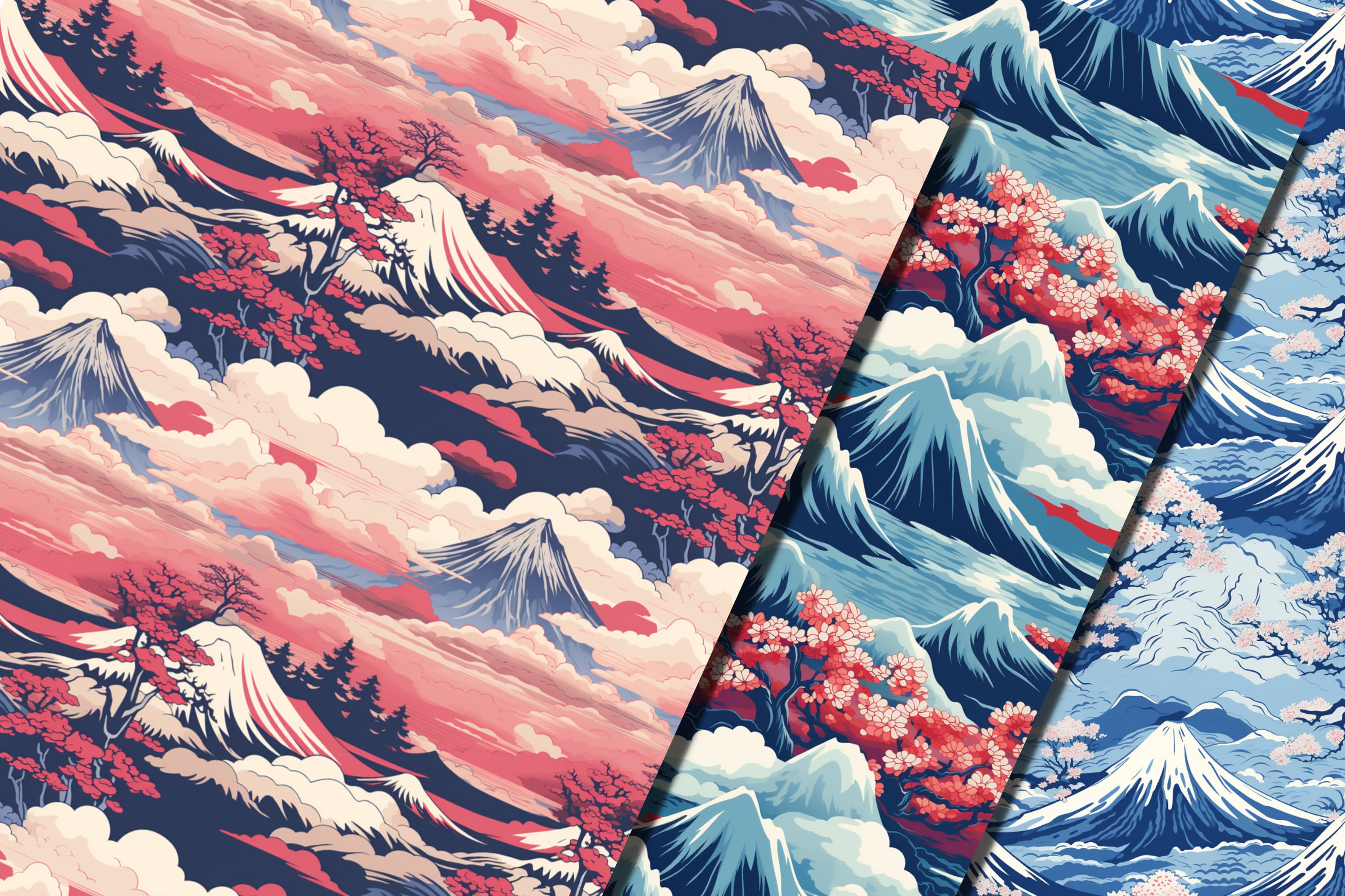 Mount Fuji Pattern 20 JPEG Seamless Pattern Digital Paper Digital ...