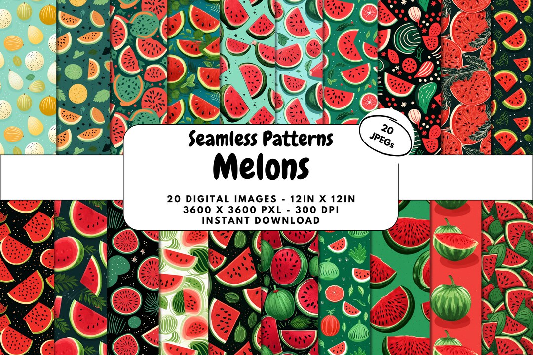 Melon Patterns 20 JPEG Seamless Patterns Digital Paper Digital Images ...