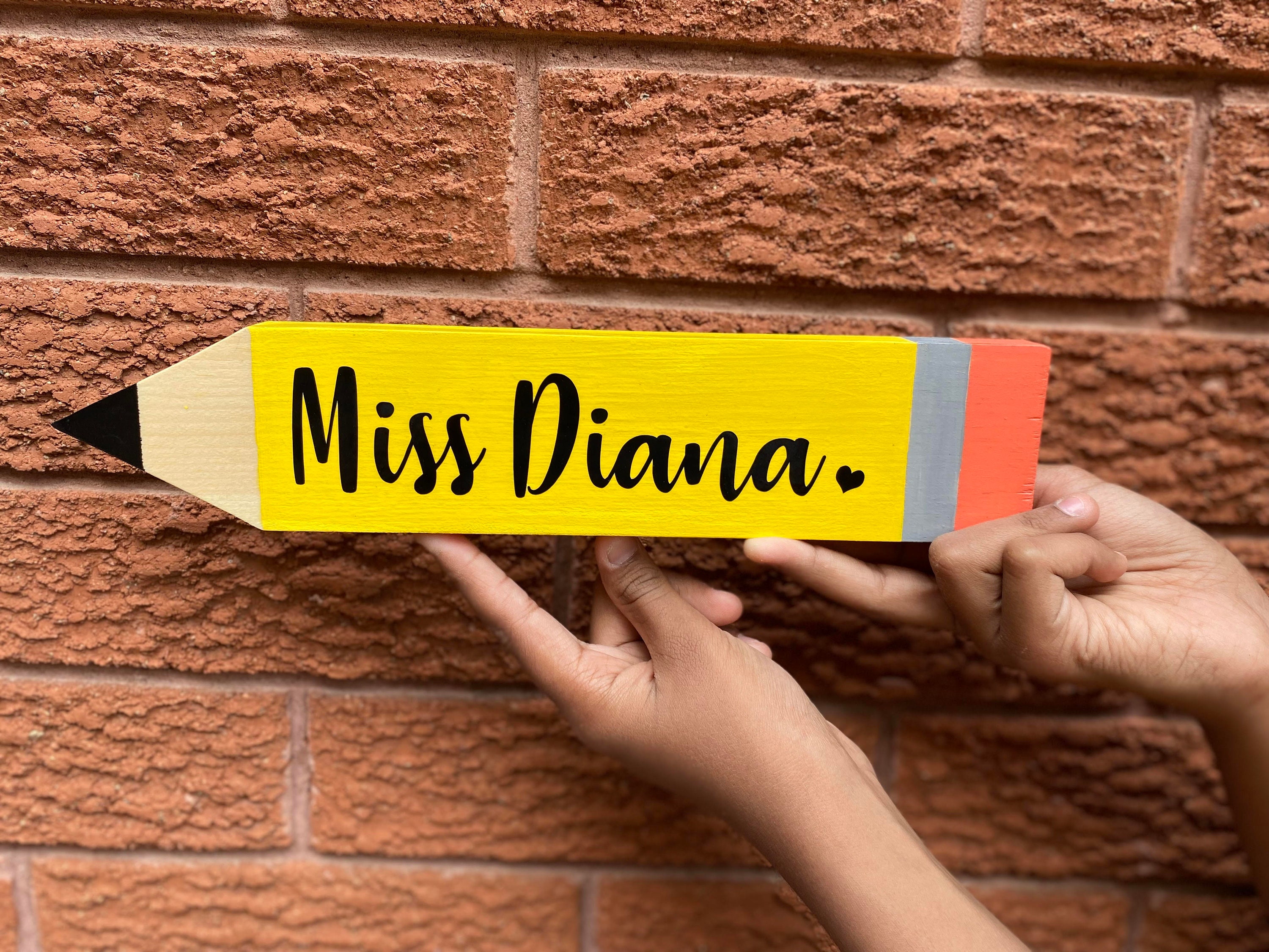 Cute 12inch Wooden Pencil Sign, Teacher's Gifts, Desk Decor, Customized ...