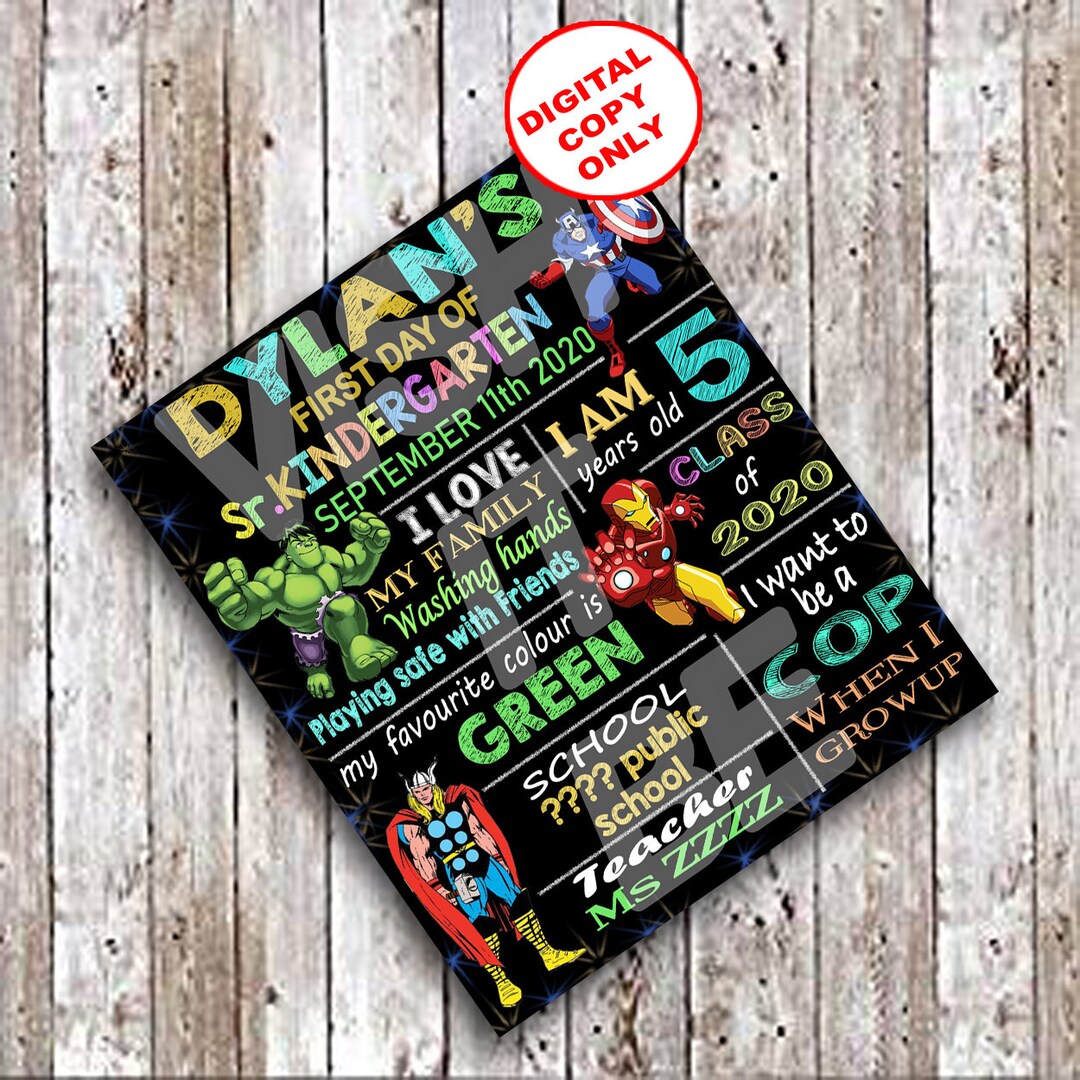 Superheroes Printable Chalkboard, Super Hero Sign, Marvels School Sign ...