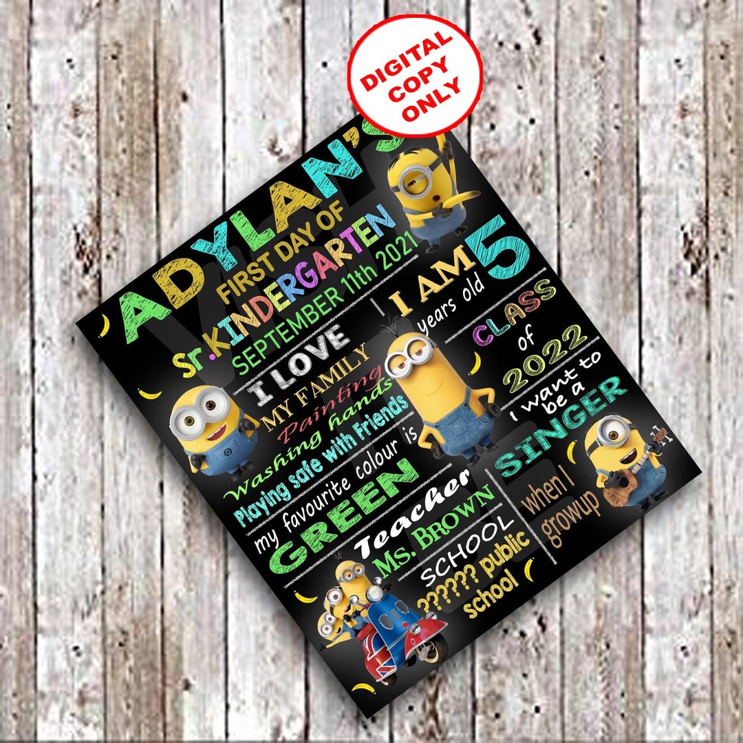 Yellow Mini Printable Chalkboard, 1st Day of School Sign, Chalkboard ...