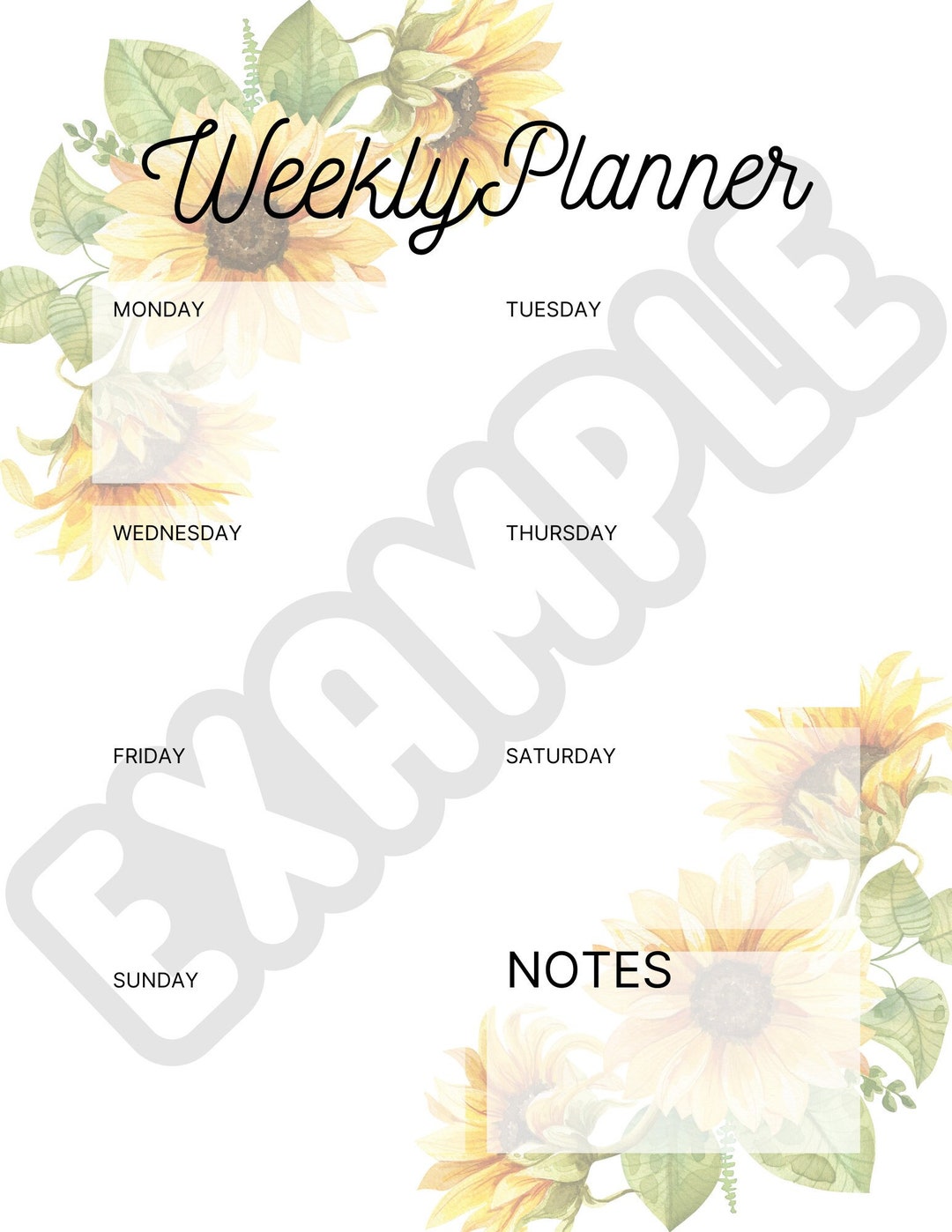 Weekly Sunflower Planner Weekly Brain Dump Vision Board | Sunflower ...