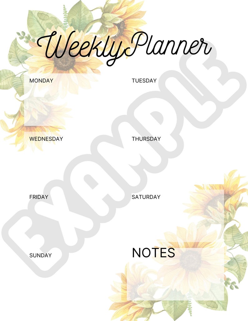 Weekly Sunflower Planner Weekly Brain Dump Vision Board | Sunflower ...