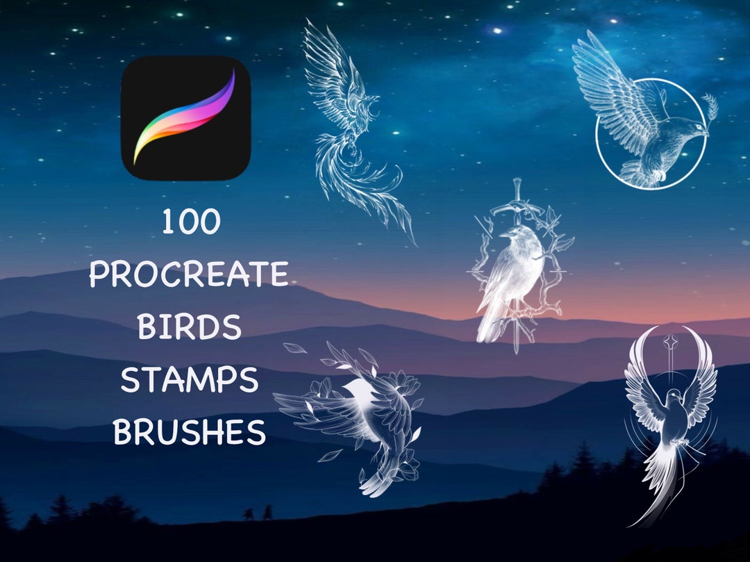 100 Procreate Birds Brushes | Bird Procreate Stamps | Procreate Tattoo ...