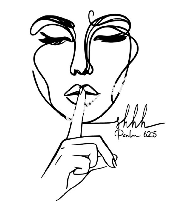 Shhh Line Art Drawing SVG: Christian Scripture Design (digital Download ...
