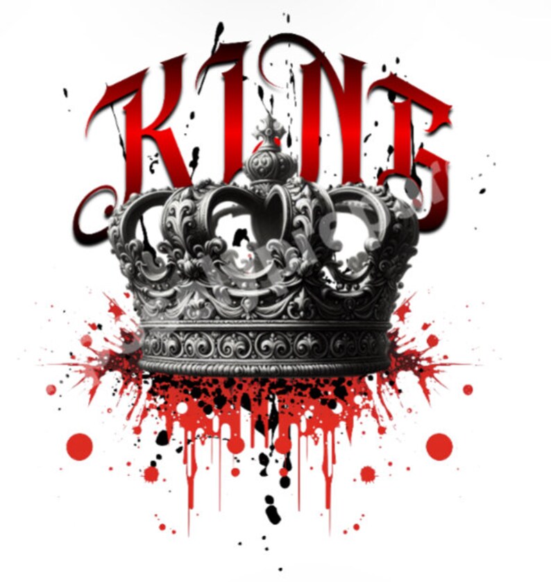 Black and Red KING Crown PNG Digital Download Design Graphic Streetwear ...