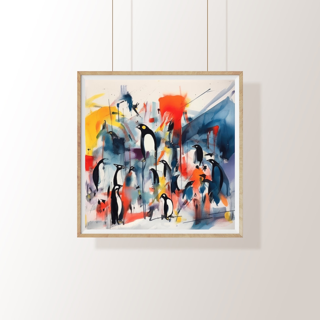 Penguins, Abstract Colorful Art, Modern, Digital Art, Printable Art ...