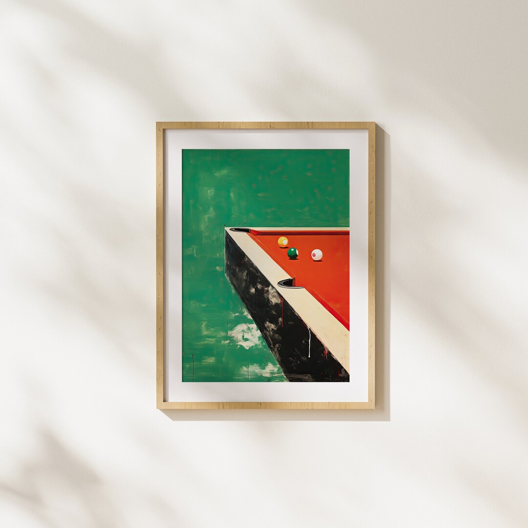 Colorful Gouache Pool Table Illustration , Digital Download, Printable ...