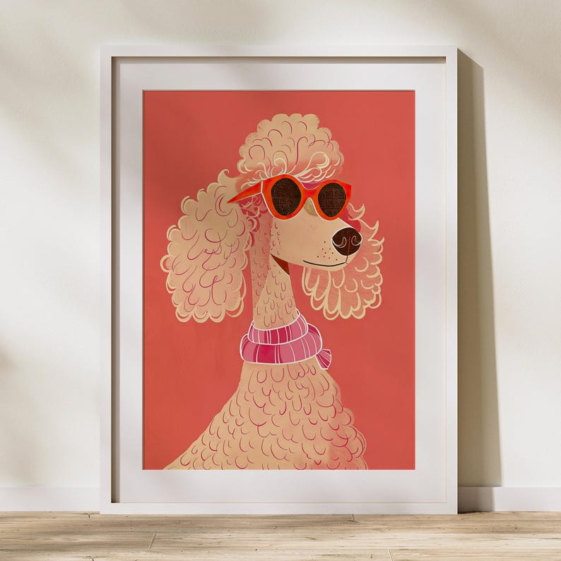 Retro Poodle Print: Glamour Dog With Sunglasses (digital Download) - Etsy