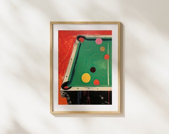 Colorful Gouache Pool Table Illustration , Digital Download, Printable ...