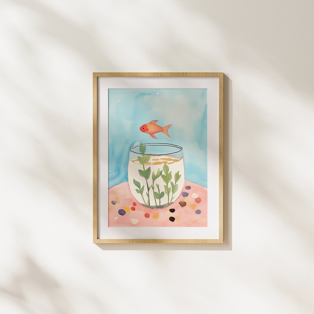 Red Fish Art Print: Pastel Aquarium Illustration (digital Download) - Etsy