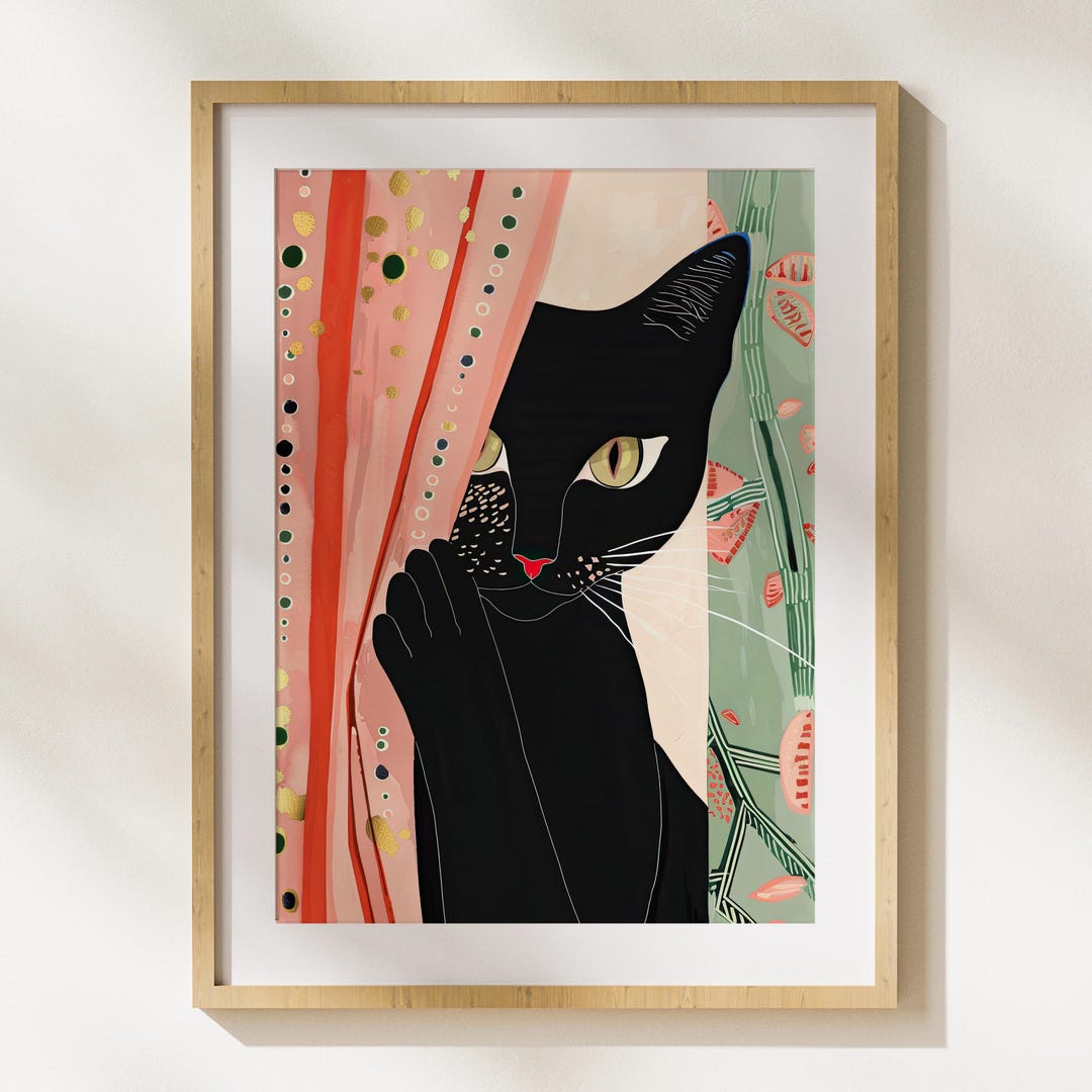Behind the Curtain, Cat, Surrealism, Fun, Nursery Room, Black Cat ...