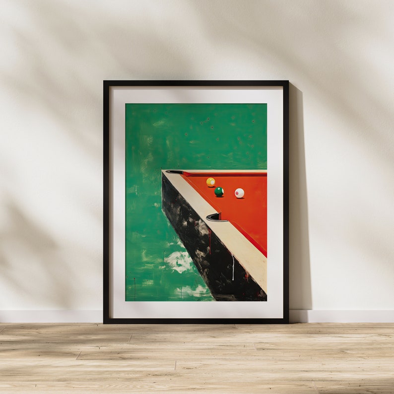 Colorful Gouache Pool Table Illustration , Digital Download, Printable ...