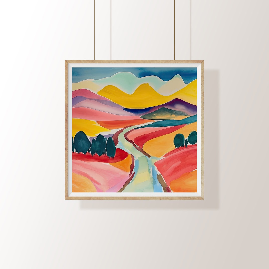 Abstract Landscape Watercolor Art Print: Colorful Nature Scene (digital ...