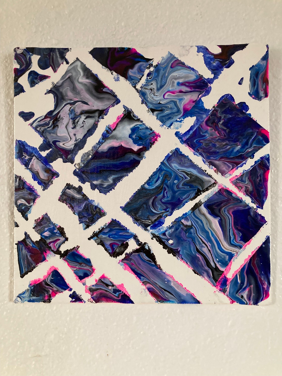 Moon Maze Colorful Handmade Pour Paint Wall Hanging 8x8” - Etsy