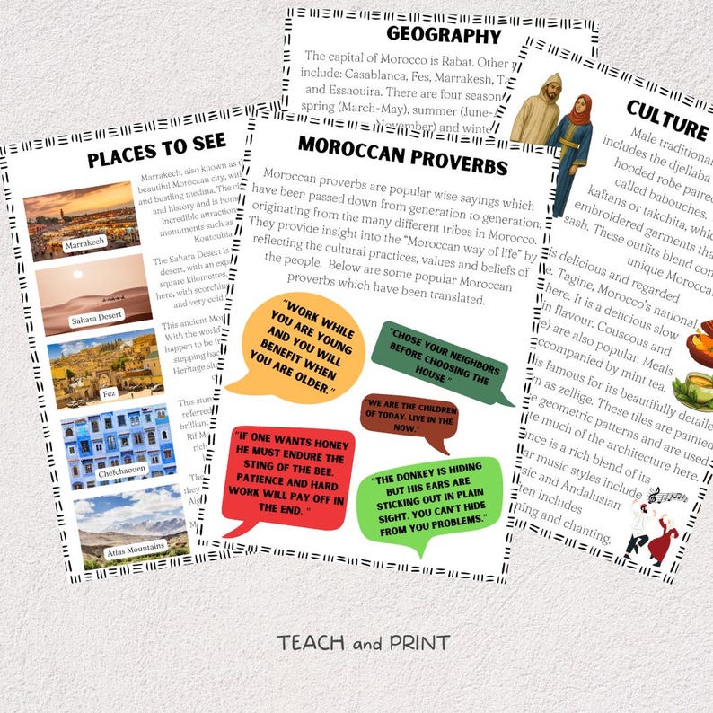 MOROCCO - Countries of Africa Unit Study - Etsy