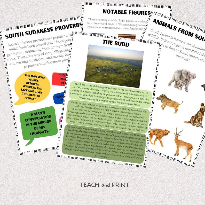 SOUTH SUDAN - Countries of Africa Unit Study - Etsy