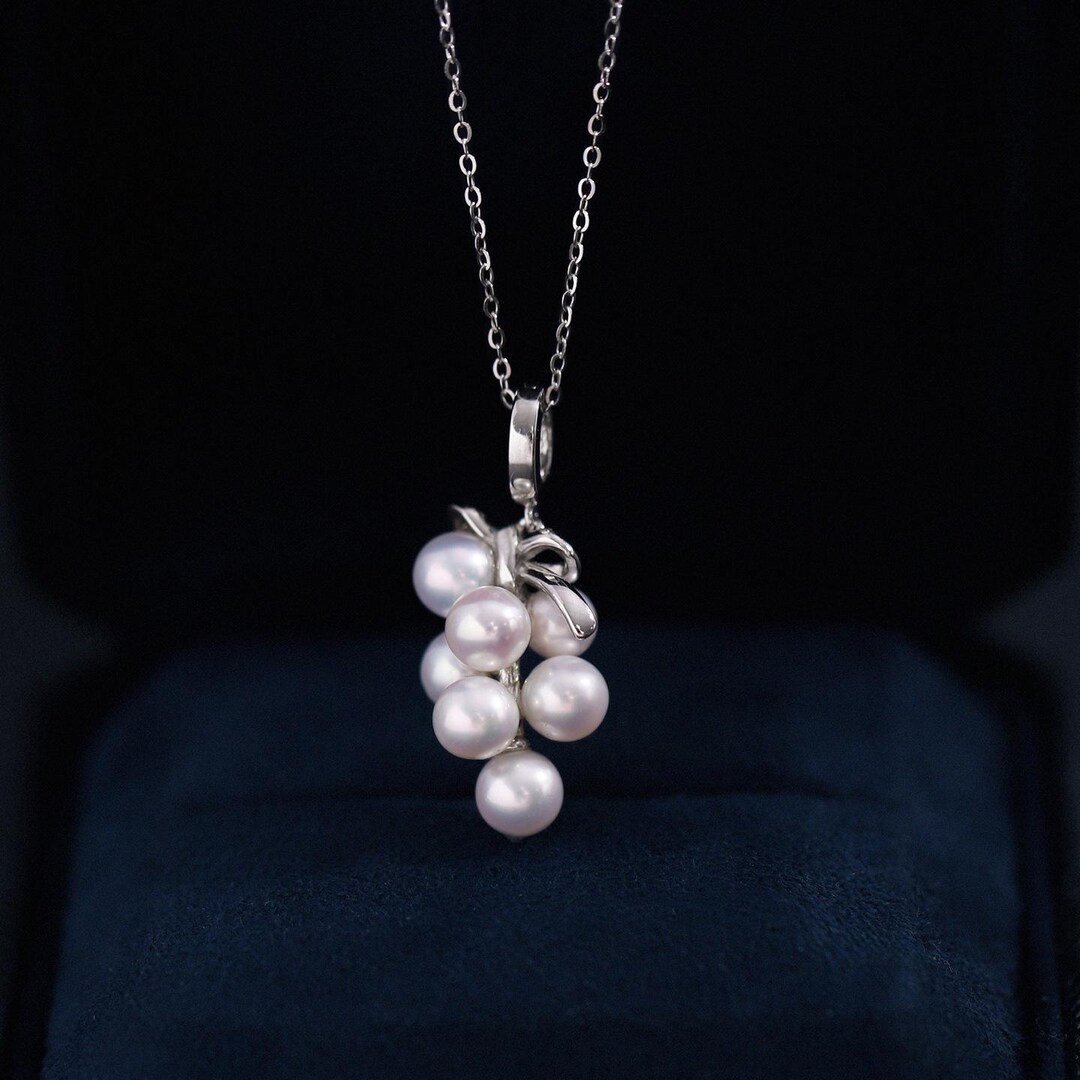 Freshwater Pearl Grape Necklace: Sterling Silver Pendant, Elegant ...