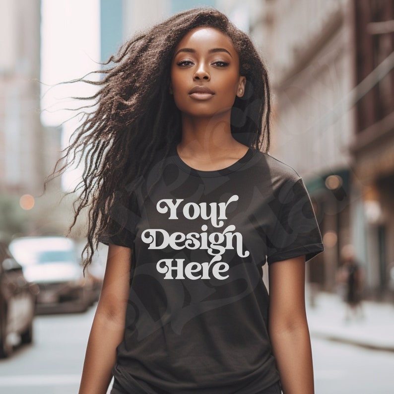 Black Girl Model Diverse Mockups Black Bella Canvas Mockup - Etsy