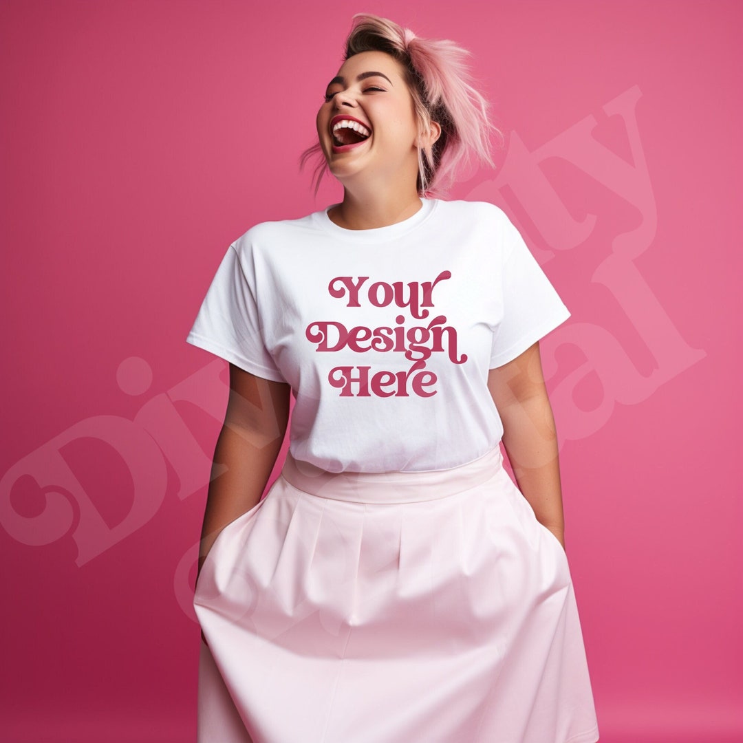 Plus Size Mockup, Gildan 5000 Mockup, Gildan 5000 Mockups, Pink Mockup ...