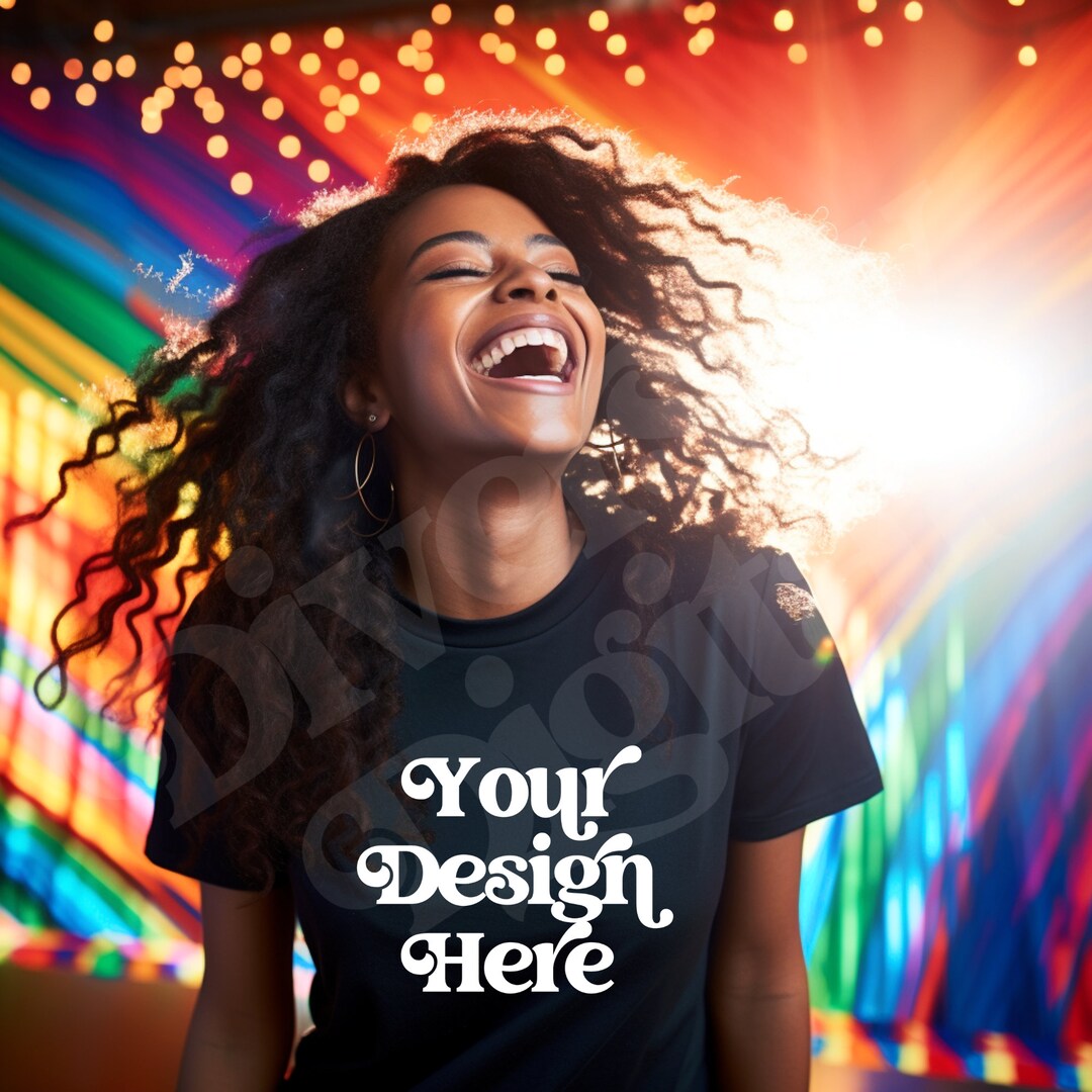 Black Girl Model Mockup Diverse Mockups Black Bella Canvas Mockup Black ...