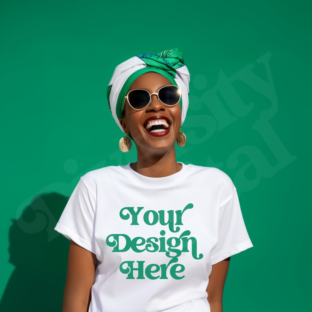 Black Girl Mockup, White Bella Canvas 3001 Mockup, African American ...