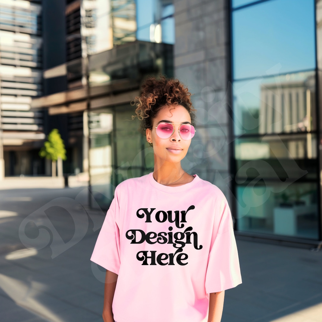 Black Model Blossom Comfort Colors CC17 Plus Size Black People Mockup ...