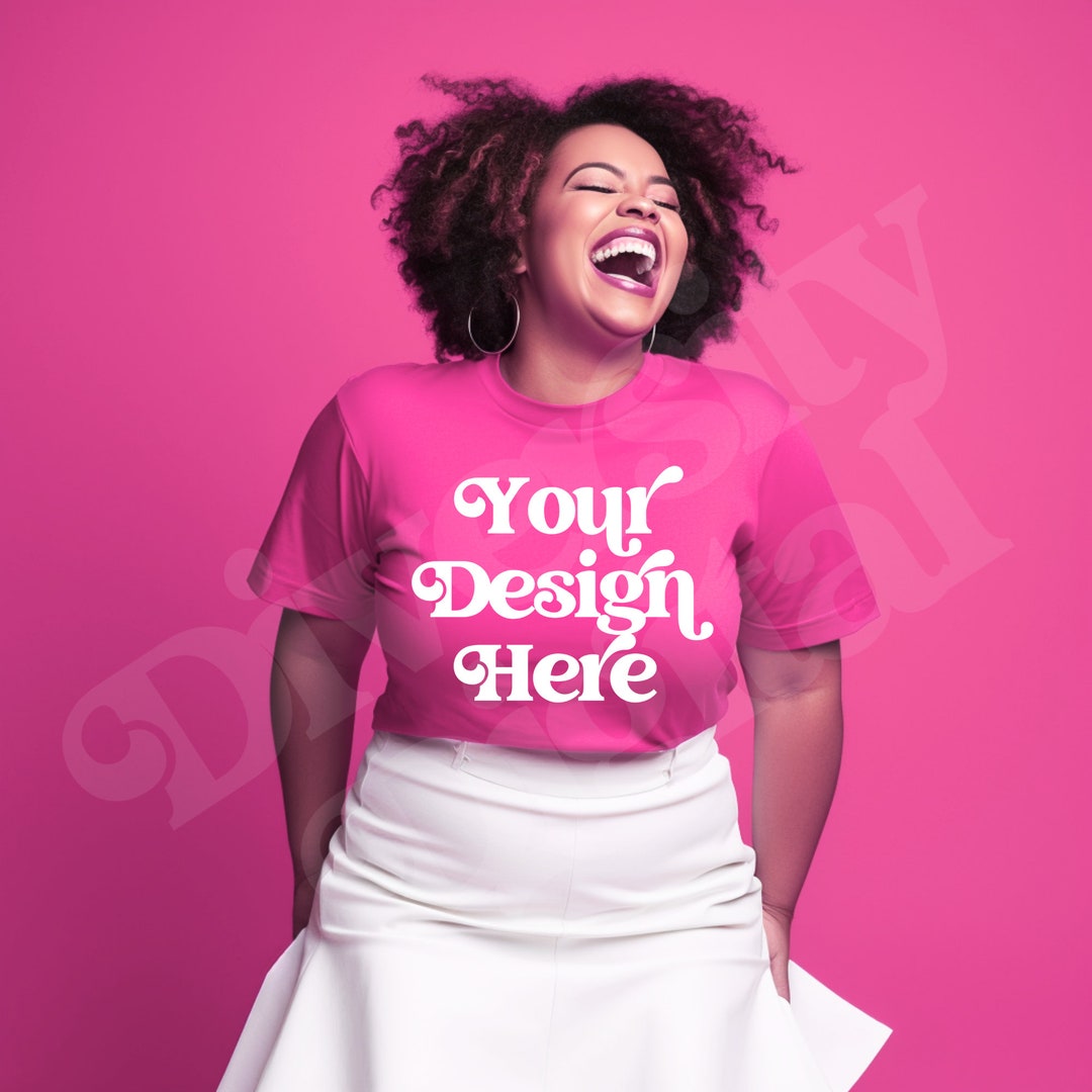 Plus Size Black Model Mockup, Berry Bella Canvas Mockup, Plus Size ...