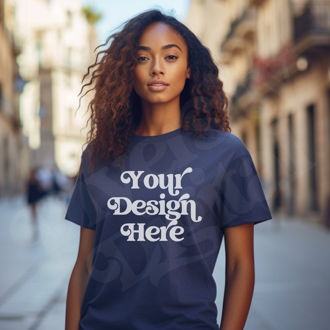 Black Girl Model, Diverse Mockups, Navy Bella Canvas Mockup, Black ...