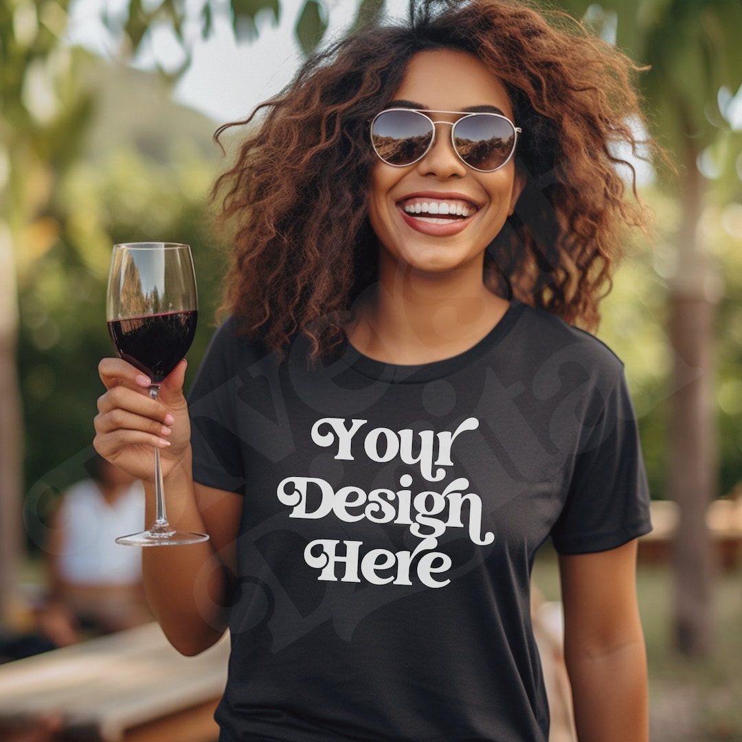 Black Woman Model Mockup, African American Model Mockup, Wine Shirt ...