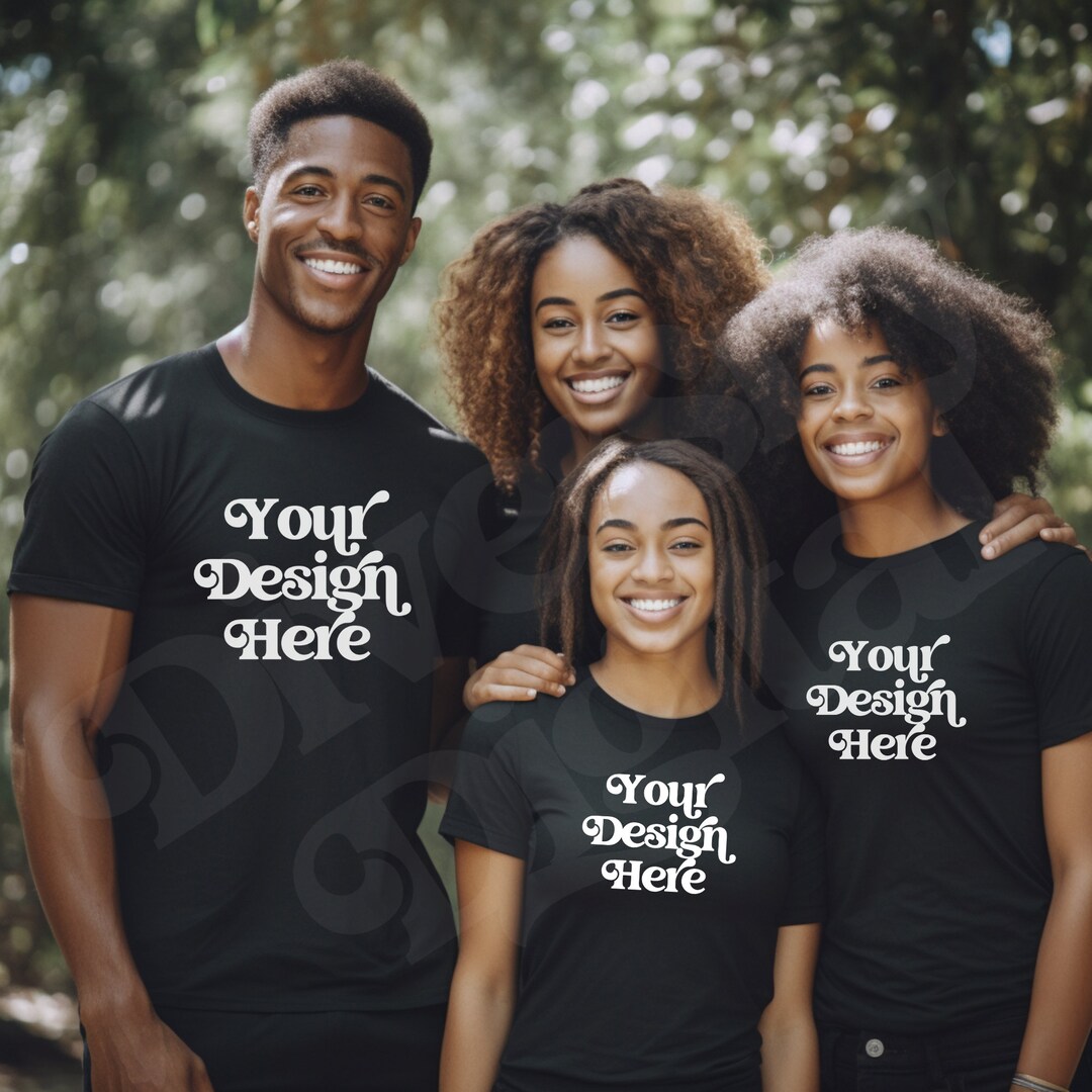 Black Family Mockup, Family Matching Shirt Mockup, Family Black Tshirt ...