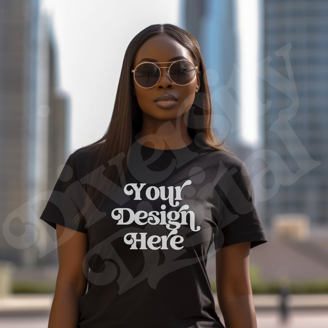 Black Girl Model, Diverse Mockups, Black Bella Canvas Mockup, Black ...