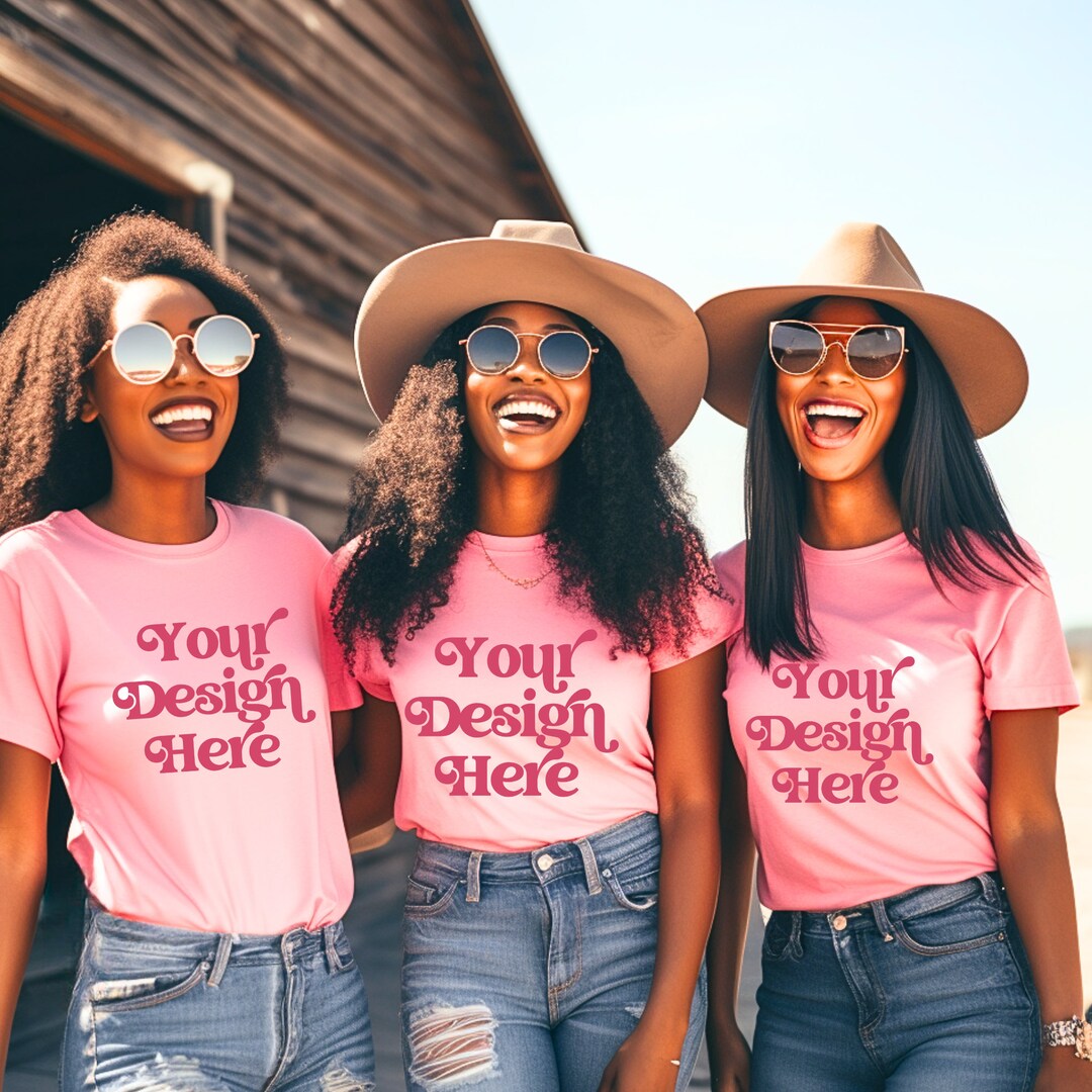 Pink Group Shirt Mockup, Girls Trip Mockup, Matching Shirt Mockup, Pink ...
