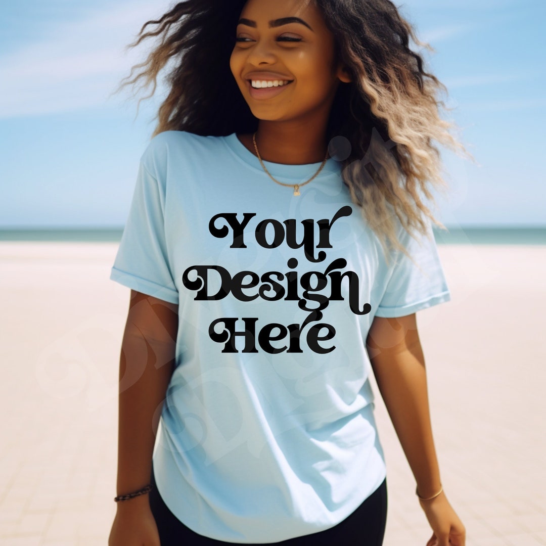 Black Girl Model Chambray Comfort Colors CC17 Black Model CC1717 ...