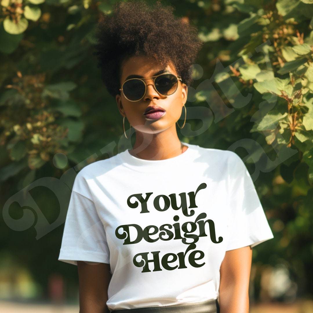 Black Girl Model, Diverse Mockups, White Bella Canvas Mockup Black ...