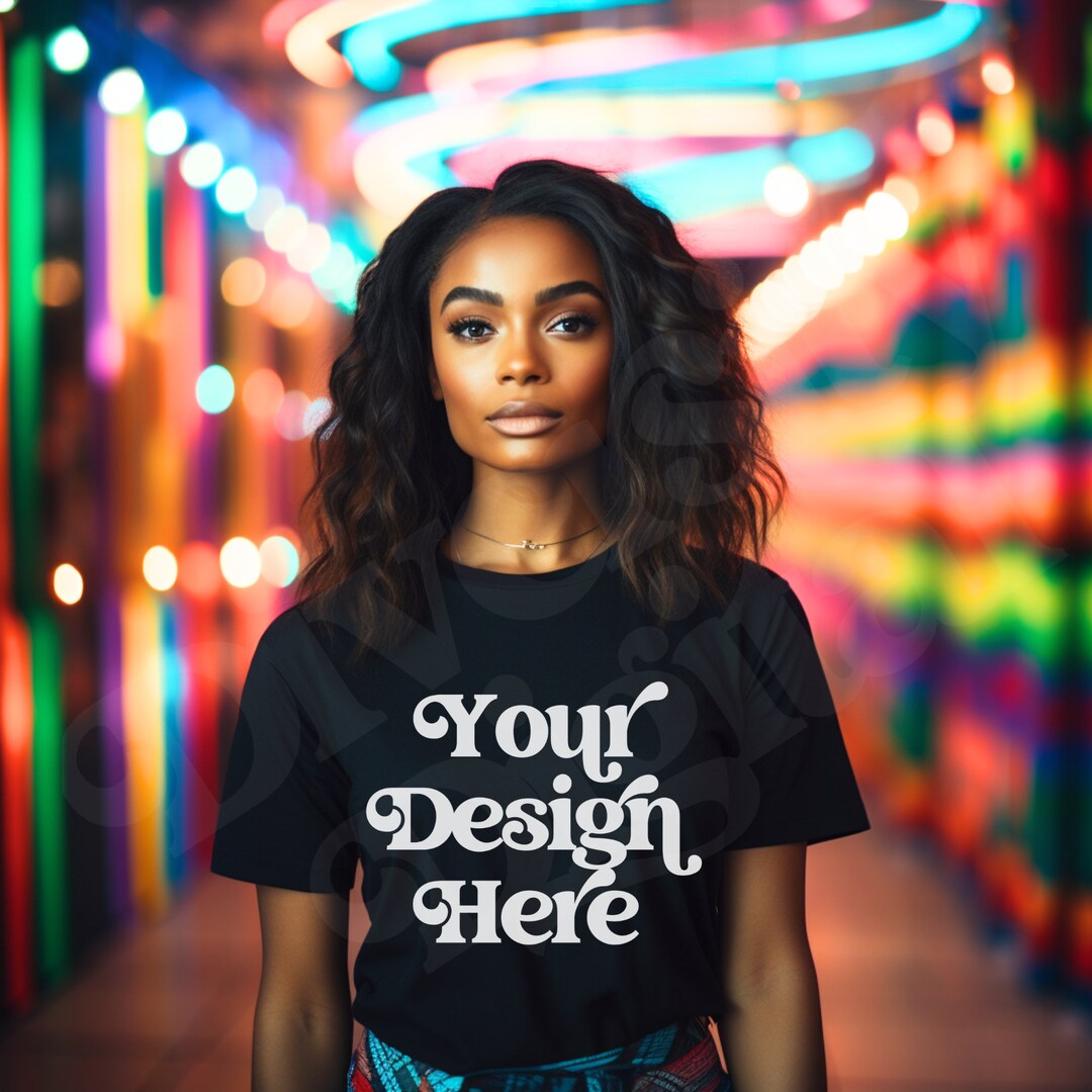 Black Girl Model, Diverse Mockups, Black Bella Canvas Mockup, Black ...