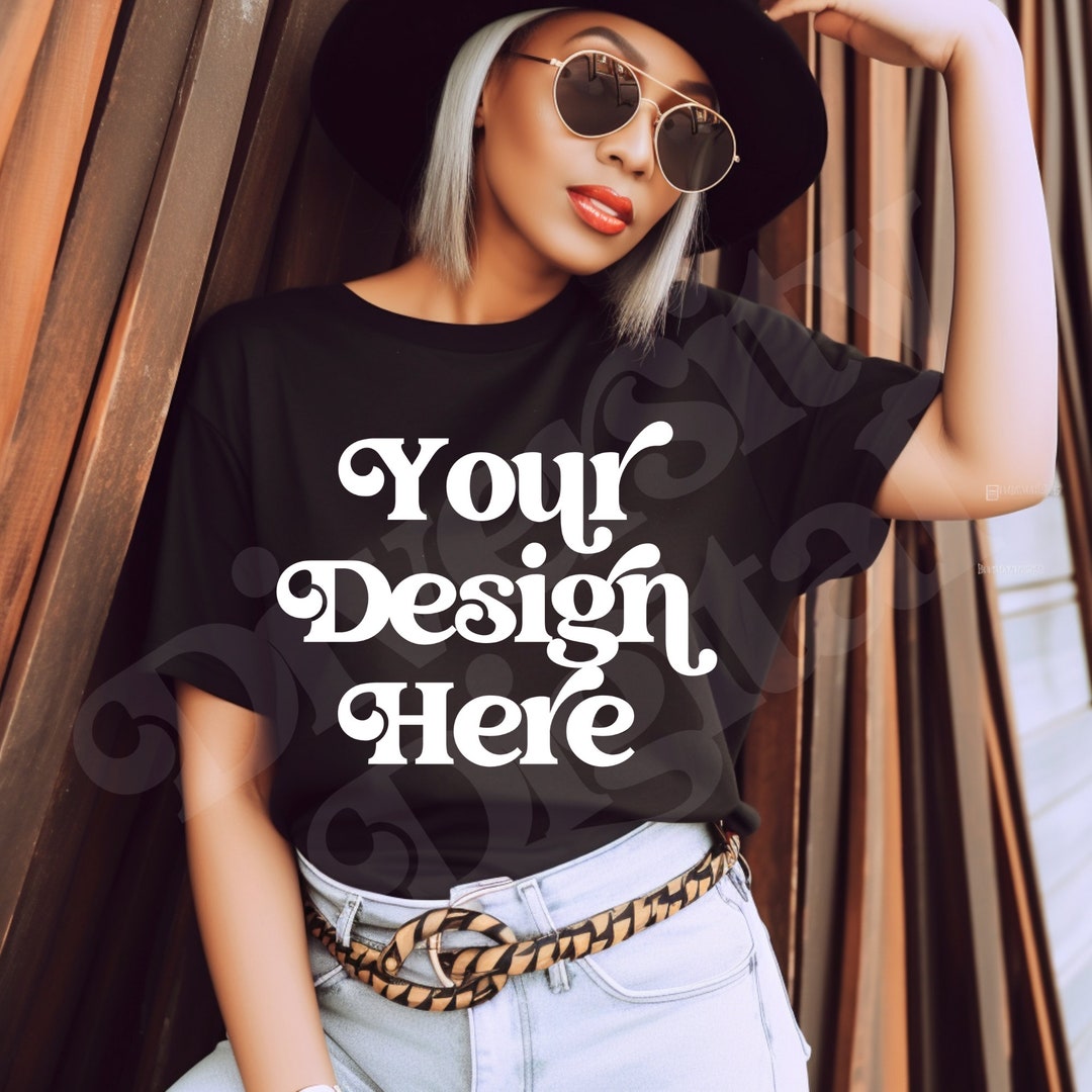 Black Girl Model Black Comfort Colors CC17 Black Model CC1717 Oversized ...