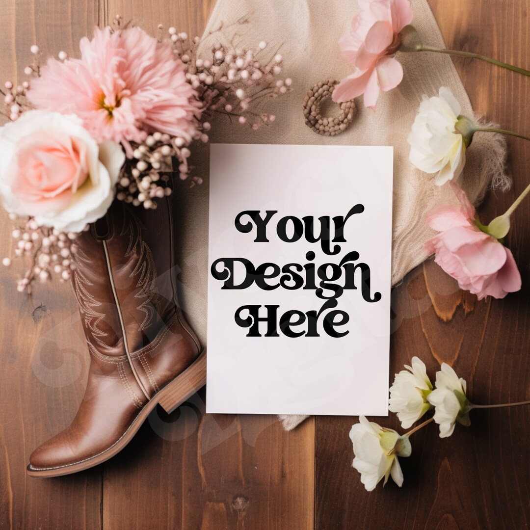 Western Greeting Card Mockup South Western Invitation Mockup Cowboy ...