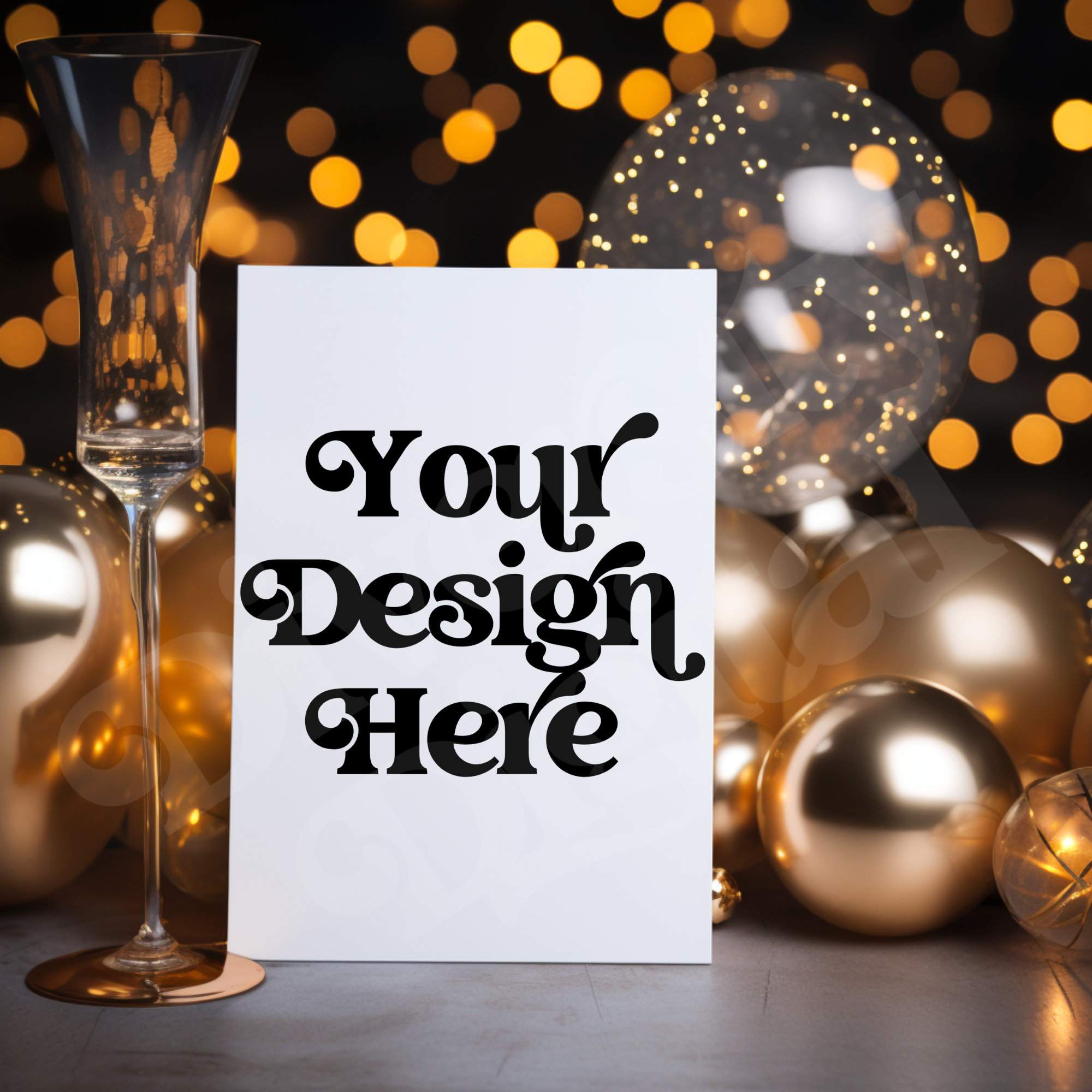 New Years Eve Card Mockup NYE Invitation Mockup New Years Greeting Card ...
