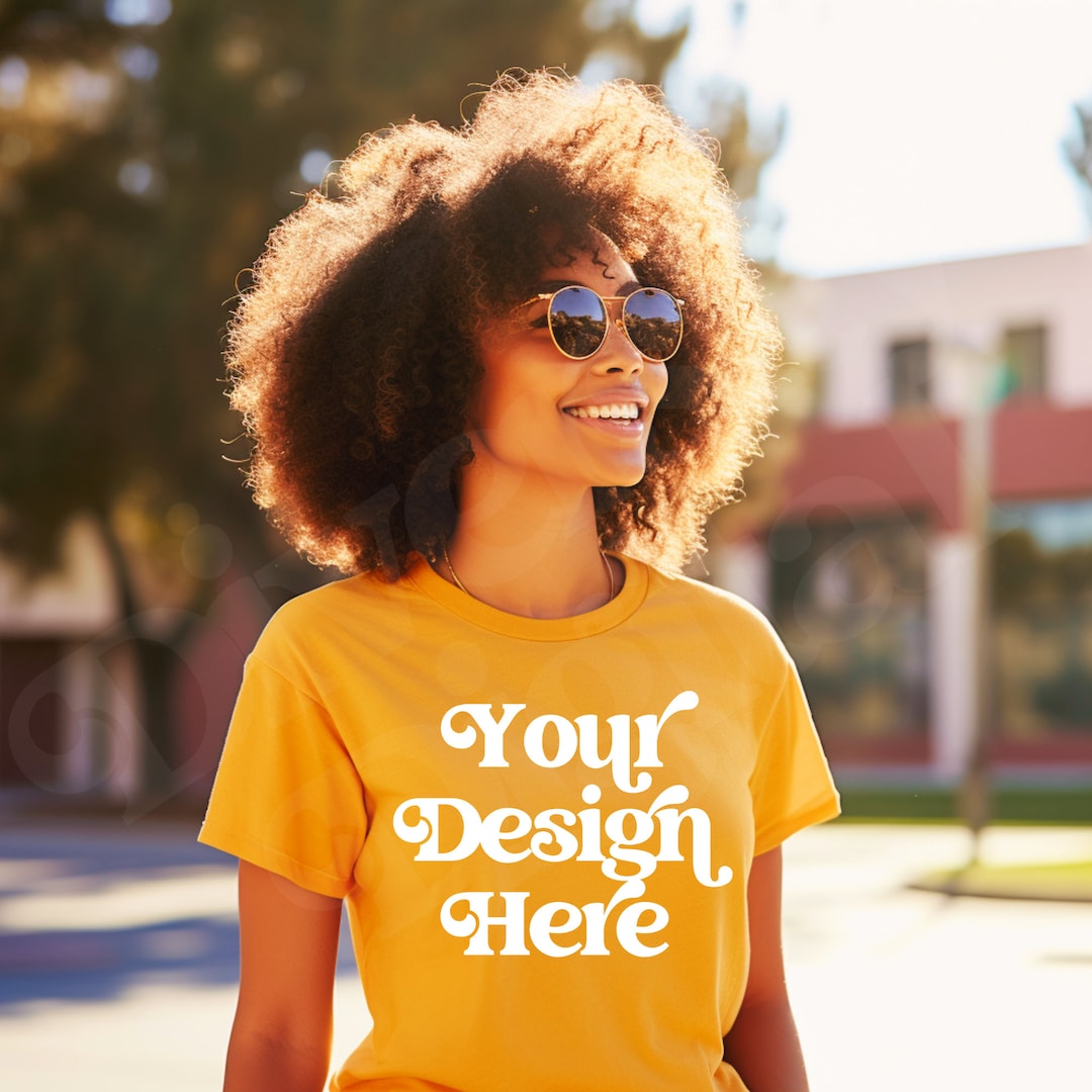 Black Girl Model, Diverse Mockups, Gold Bella Canvas Mockup, Black ...