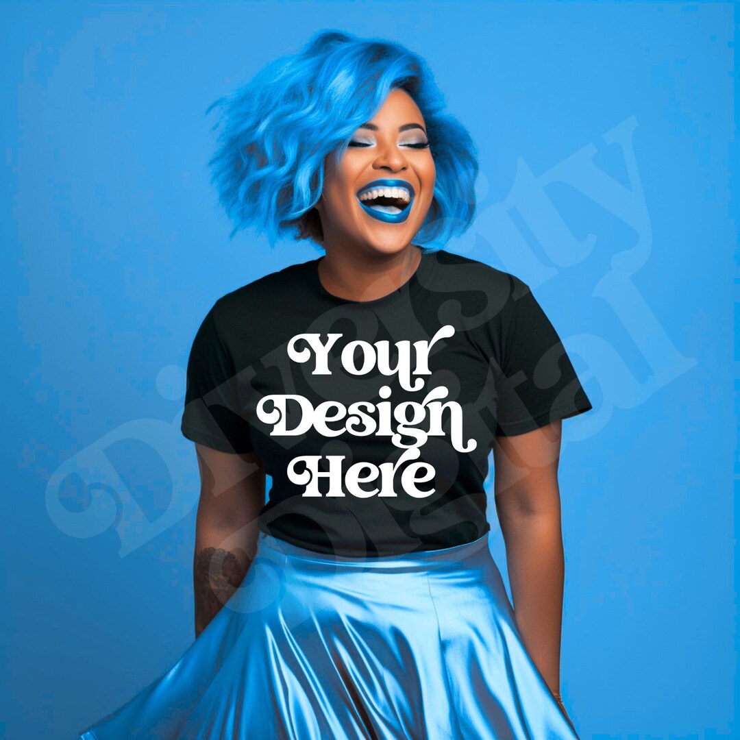 Plus Size Black Model Mockup, Black Gildan 5000 Mockup, Plus Size ...