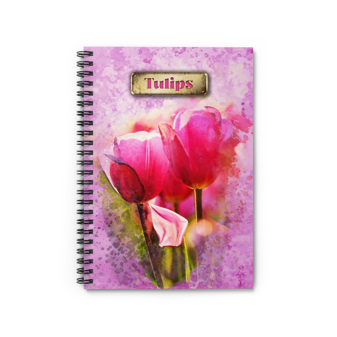 Spiral Notebook/journal Tulips Pink Ruled Line - Etsy
