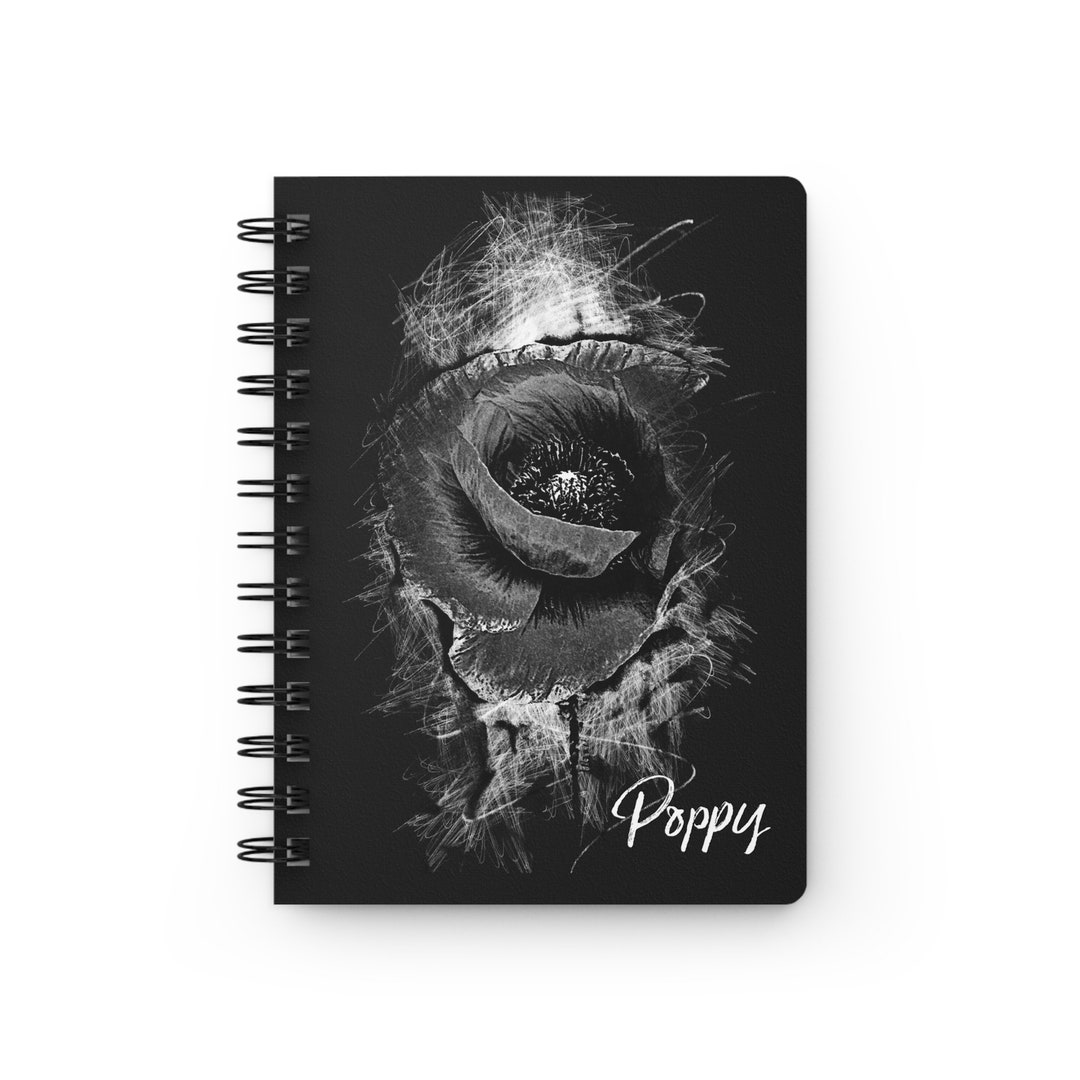 Poppy - B&W - Spiral Bound Journal - Etsy