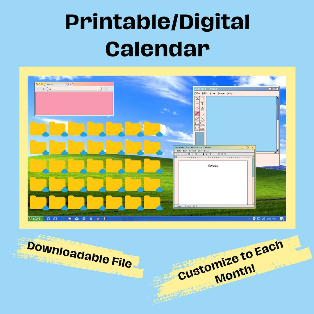 Cute Classic Desktop PC Background Monthly Customizable Printable ...