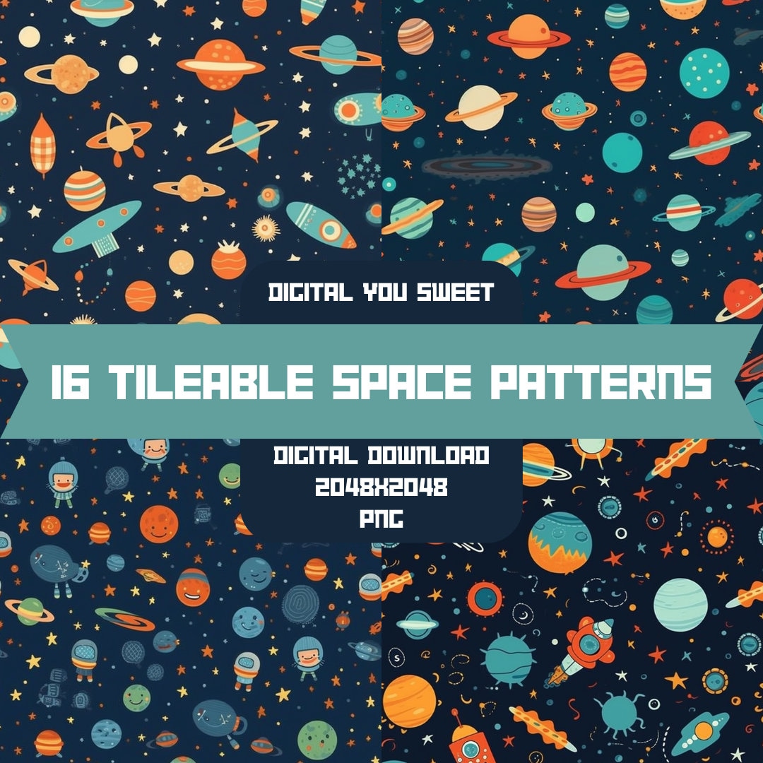 16 Tileable Space Patterns, Digital Download, Digital Paper, Digital ...